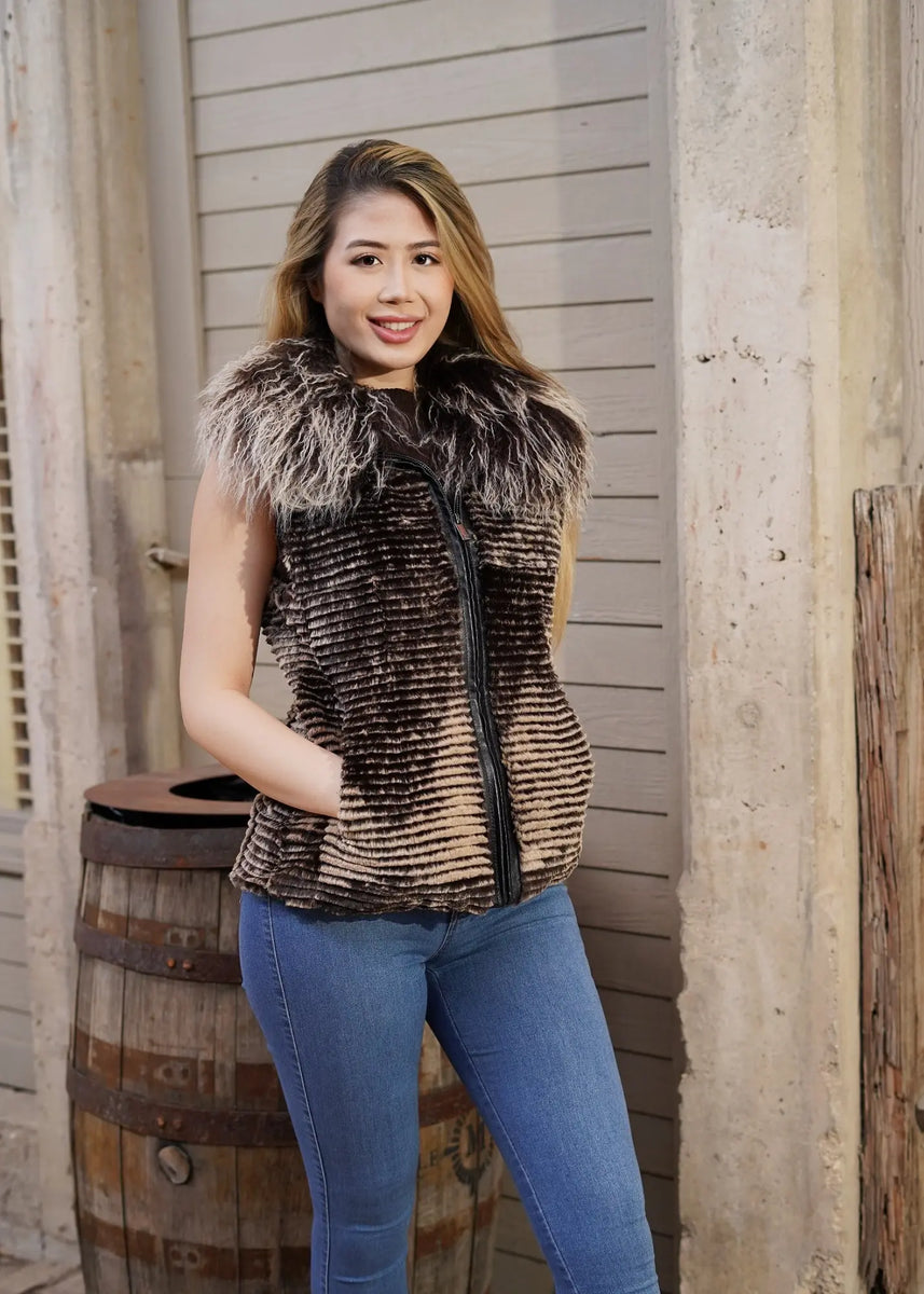 Lasered Rabbit & Tibetan Lamb Vest – Morris Kaye Furs